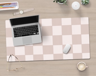 Cute Beige Desk Mat Checkered Y2k Aesthetic Desk Accessories Keyboard ...