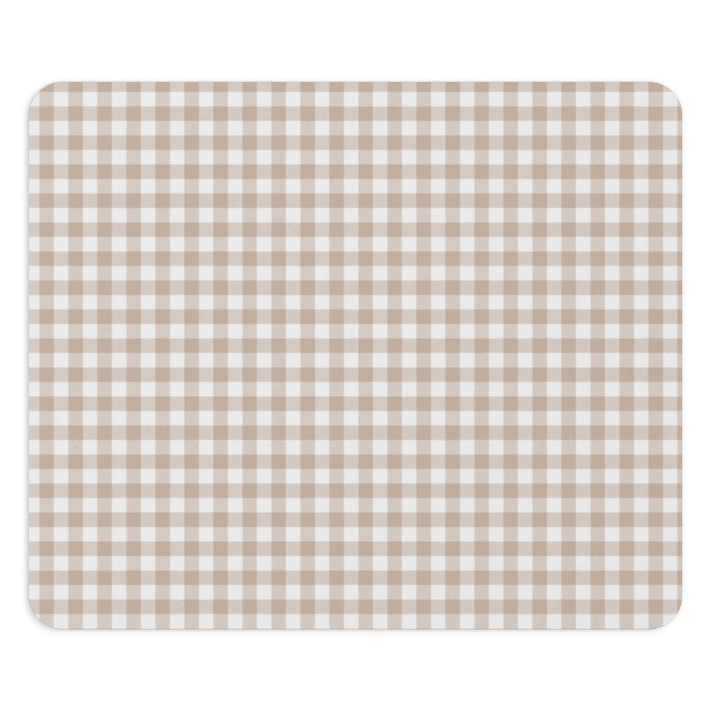 Beige Gingham Mouse Pad, Cute Mouse Pad for Home Office Decor, Neutral ...