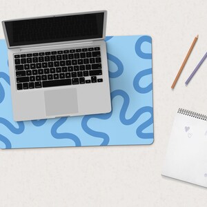 Blue Desk Mat Curvy Shapes Maximalist Aesthetic Dorm Desk Decor Blue ...