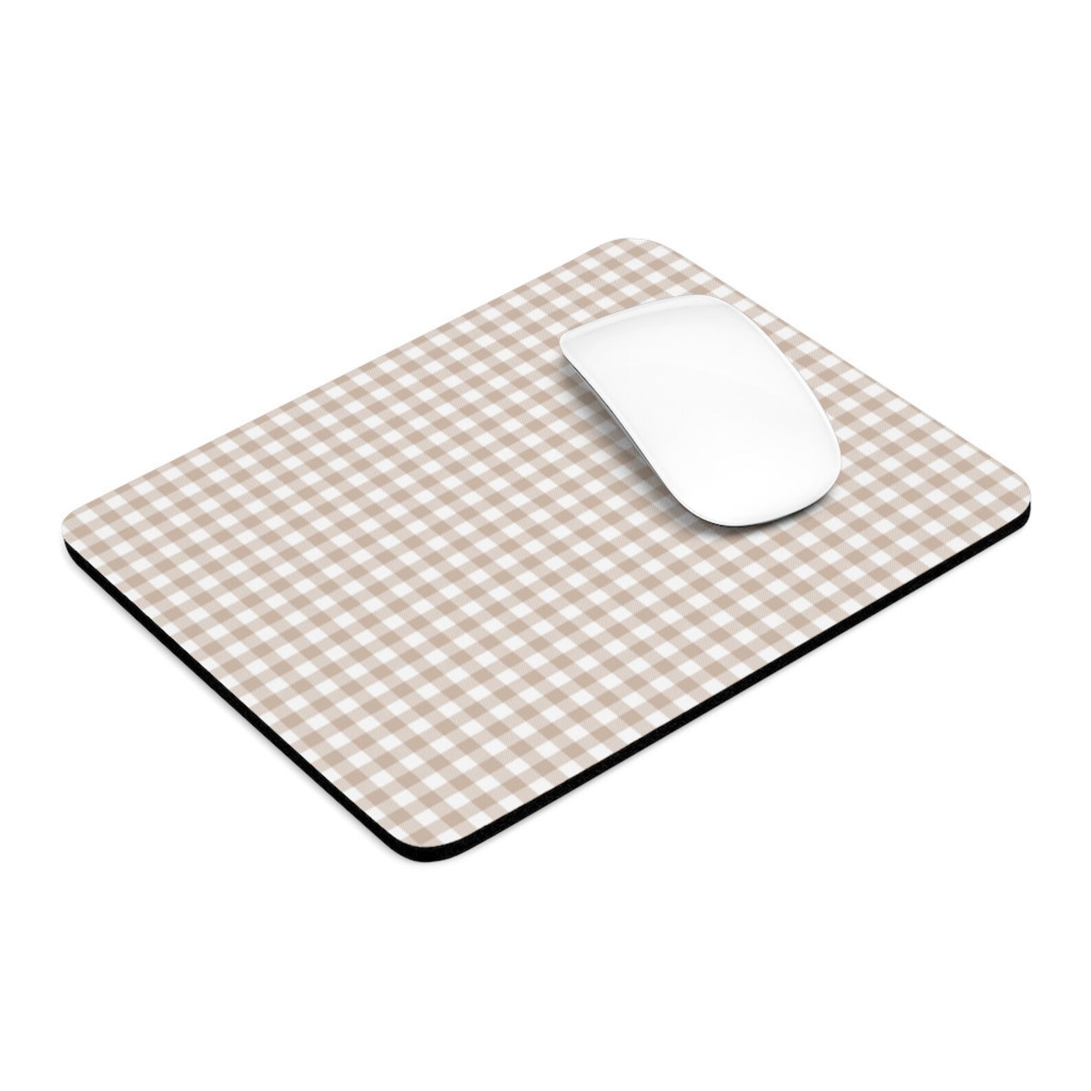 Beige Gingham Mouse Pad, Cute Mouse Pad for Home Office Decor, Neutral ...