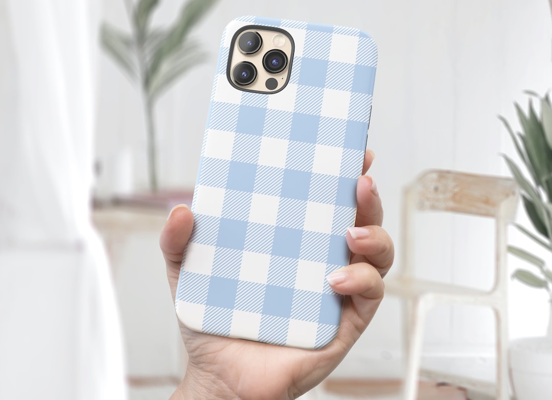 Pastel Blue Gingham iPhone Case Check iPhone 14 13 Pro Case Blue and ...