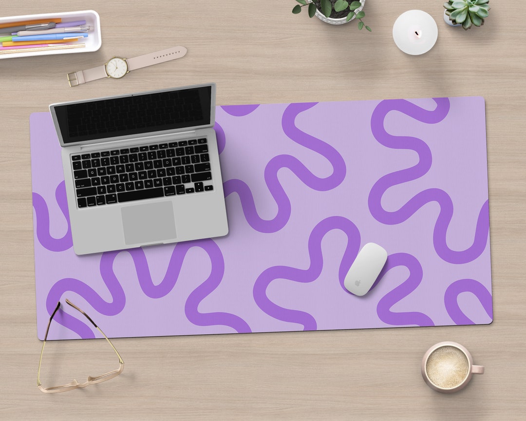 Purple Desk Mat Curvy Shapes Maximalist Aesthetic Desk Decor Purple ...