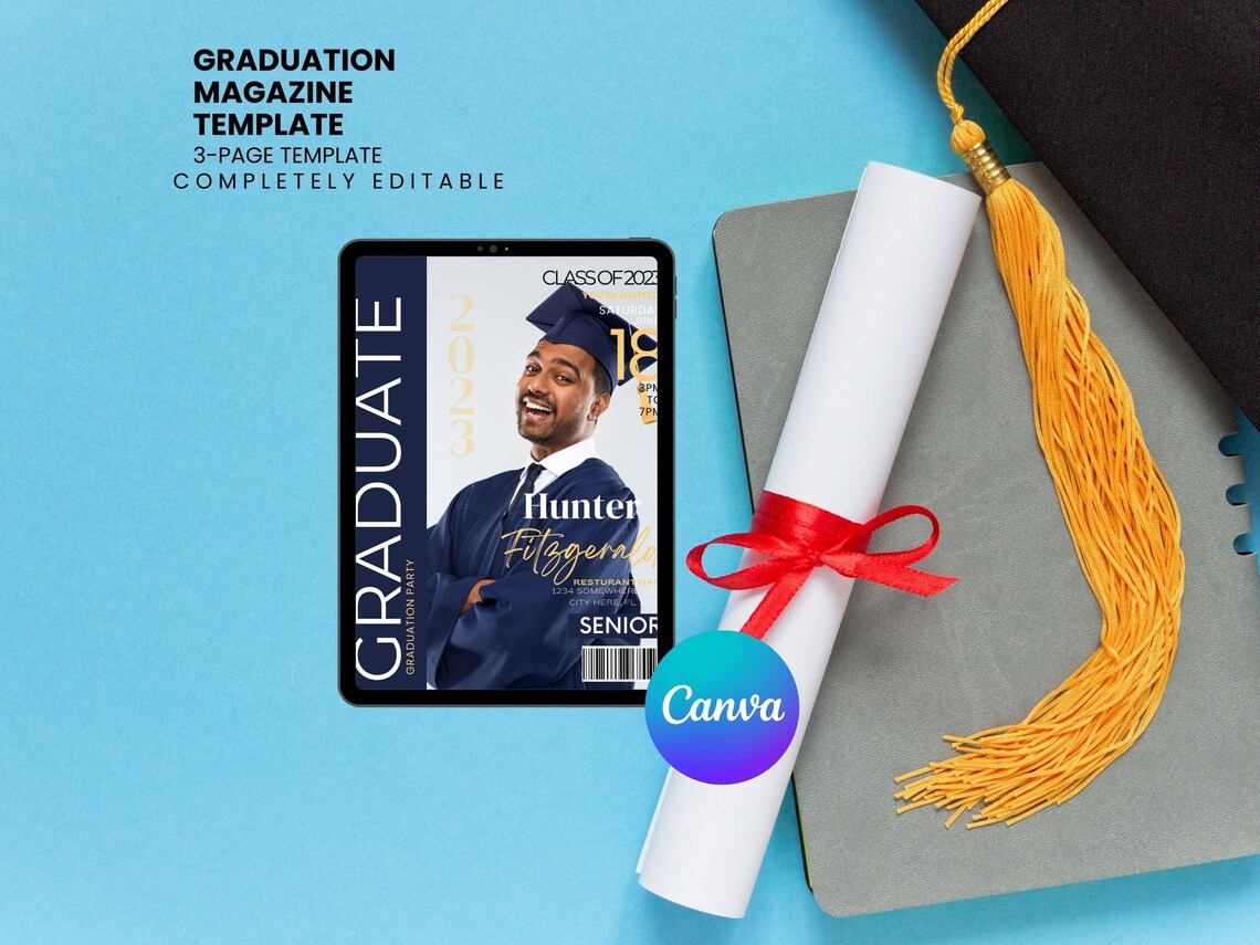 Graduate Magazine Cover Canva Template custom Magazine Cover Canva ...