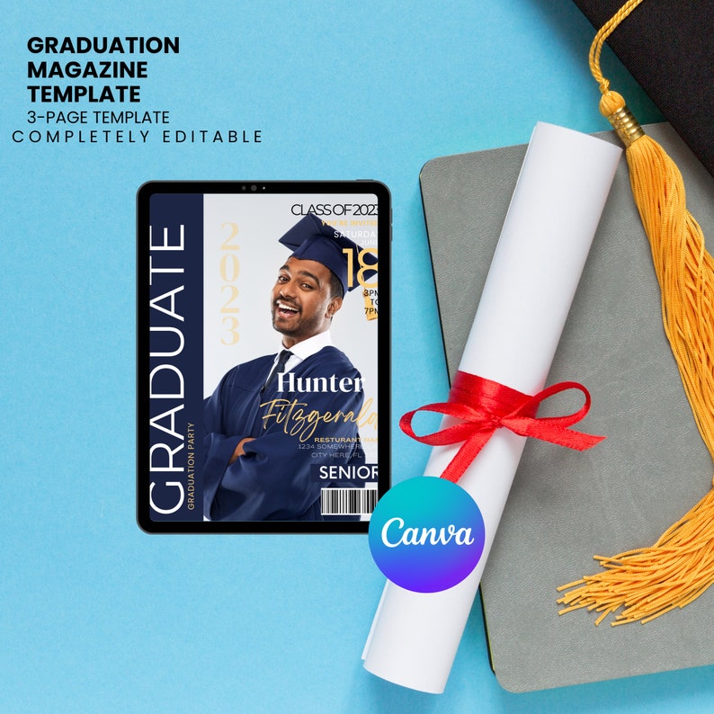 Graduate Magazine Cover Canva Template custom Magazine - Etsy