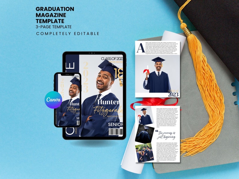 Graduate Magazine Cover Canva Template custom Magazine Cover Canva ...