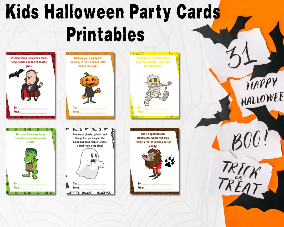 Halloween Halloween Cards Printable Cards Monster Cards - Etsy