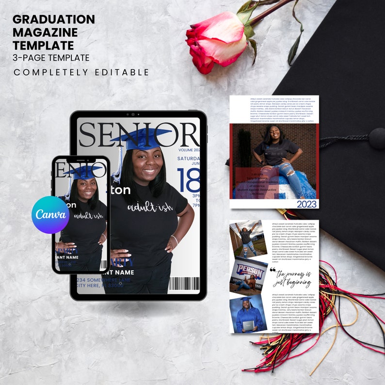 Graduate Magazine Cover Canva Template custom Magazine - Etsy
