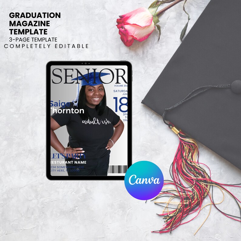 Graduate Magazine Cover Canva Template custom Magazine - Etsy