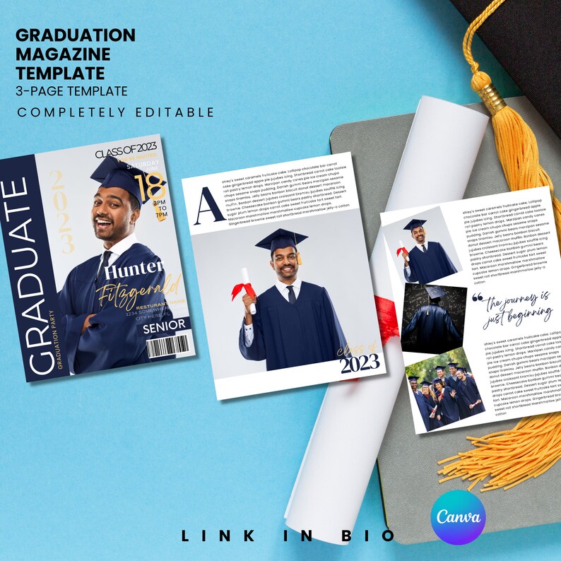 Graduate Magazine Cover Canva Template custom Magazine - Etsy
