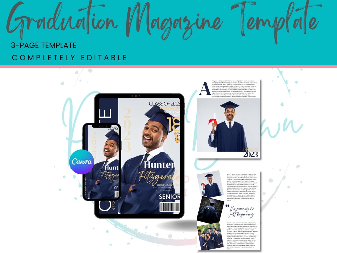 Graduate Magazine Cover Canva Template custom Magazine Cover Canva ...