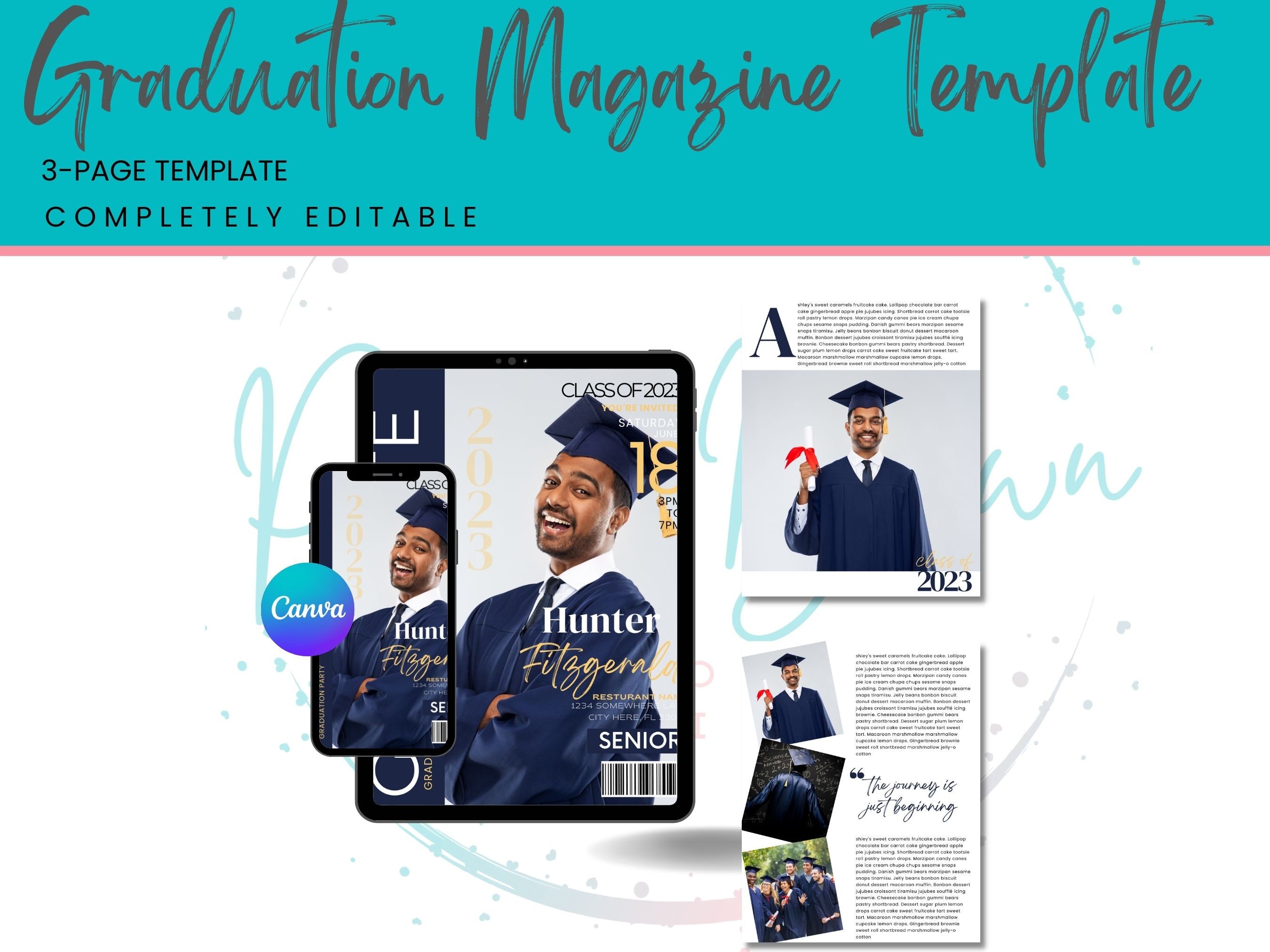 Graduate Magazine Cover Canva Template custom Magazine Cover Canva ...
