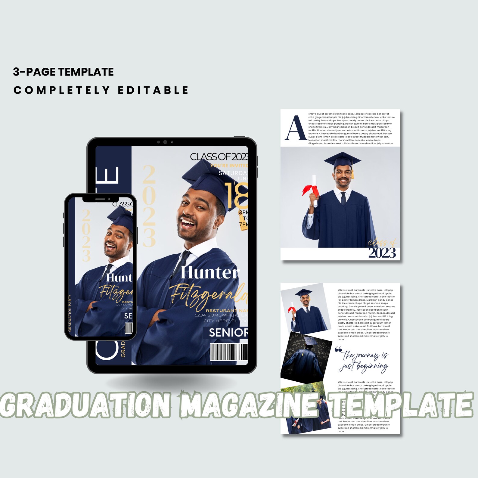 Graduate Magazine Cover Canva Template custom Magazine Cover Canva ...