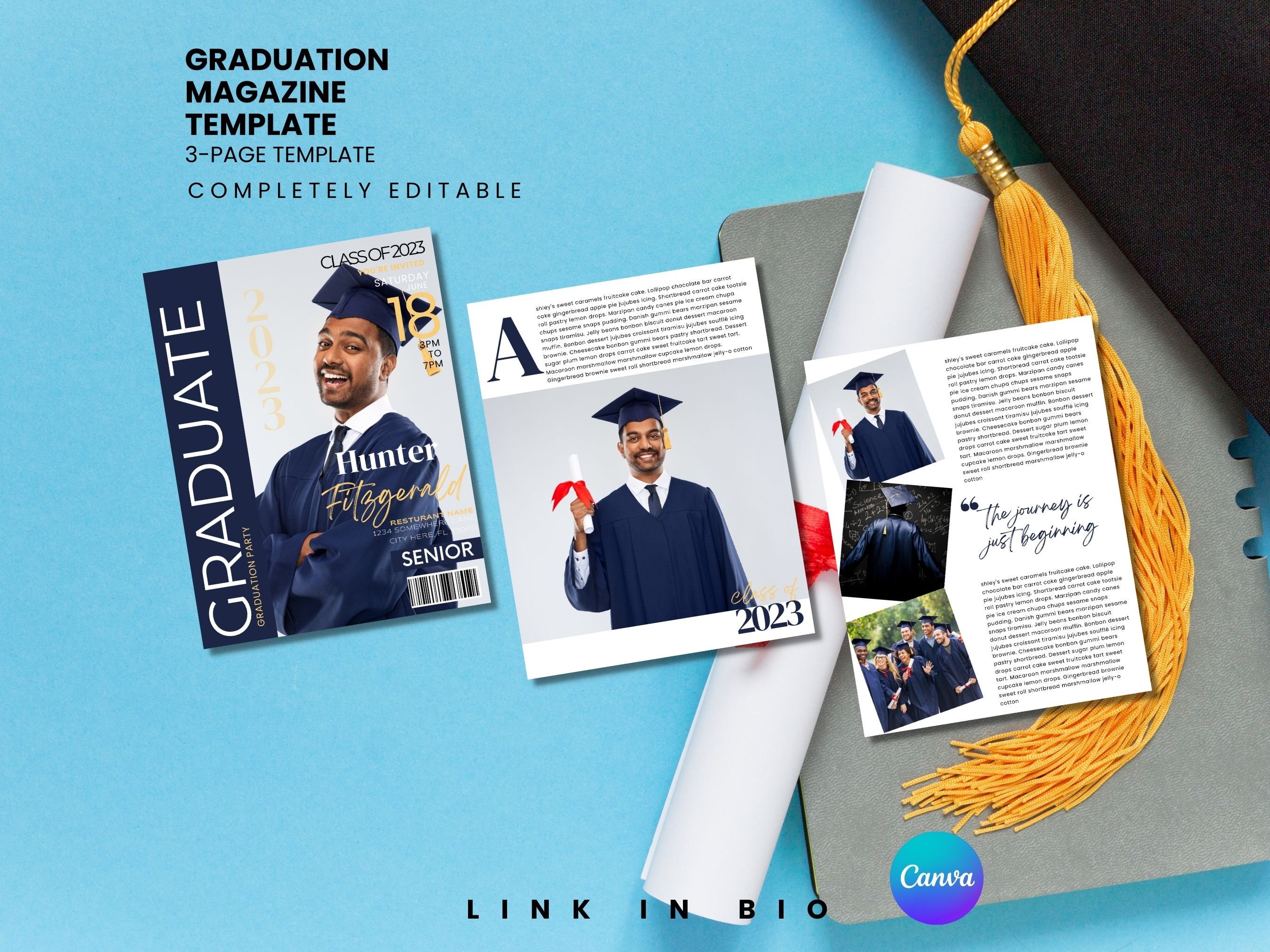 Graduate Magazine Cover Canva Template custom Magazine Cover Canva ...