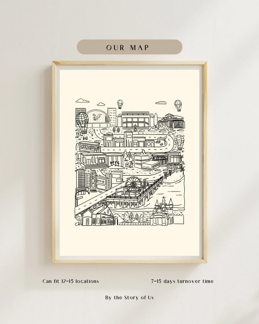 Custom Illustrated Couple Map - Personalized Love Story Art ...