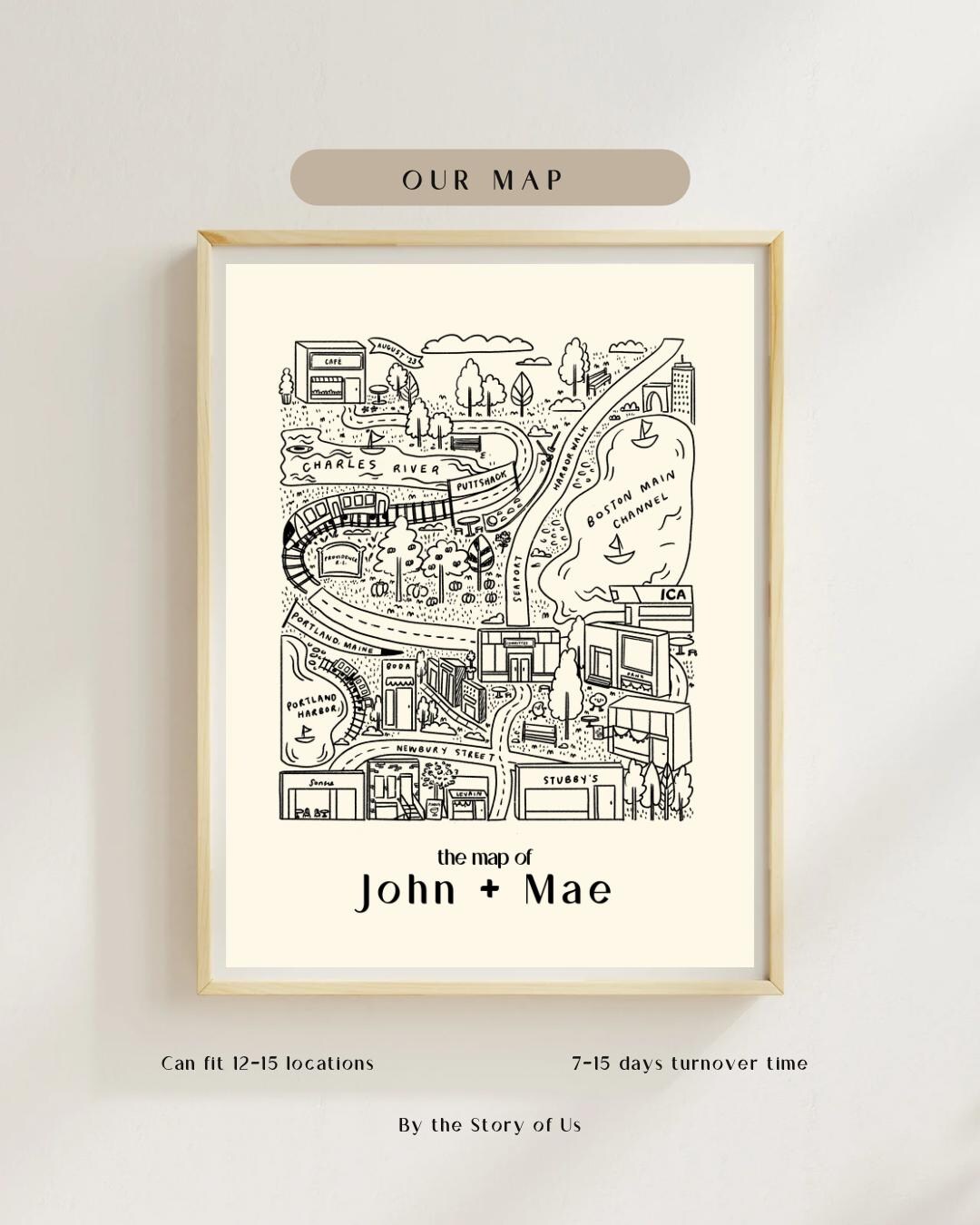 Our Map | Relationship Map | Love Story Map | Digital Personalized ...