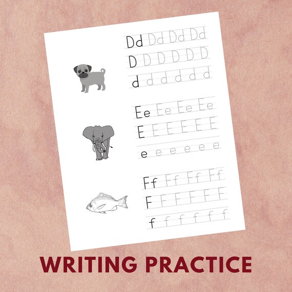 Letter Writing Practice for Children Kindergarten | Etsy