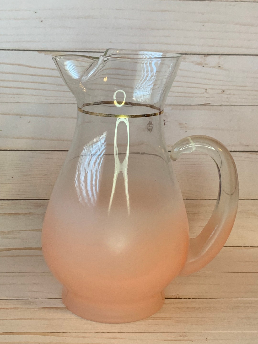 Vintage West Virginia Glass Blendo Pitcher in Pink Circa - Etsy