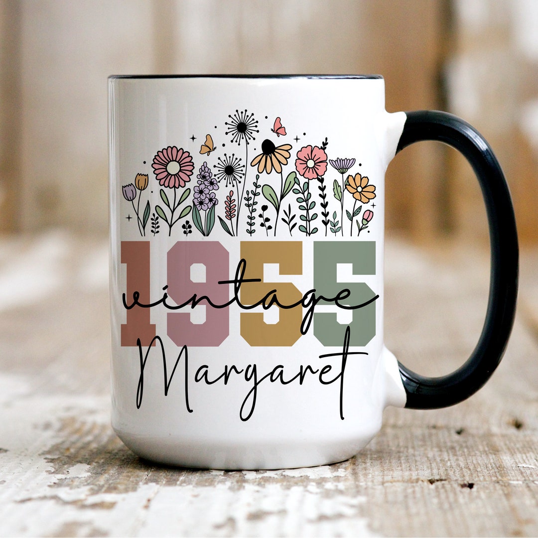 Vintage Limited Edition 1955 Mug, Custom 70th Birthday Gift, Floral ...