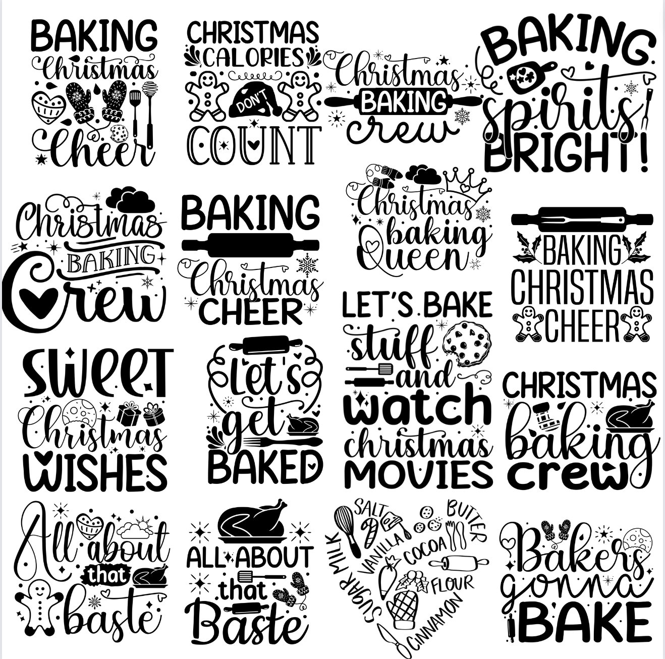 Set of 30 SVG/PNG Christmas Baking Quotes - Etsy