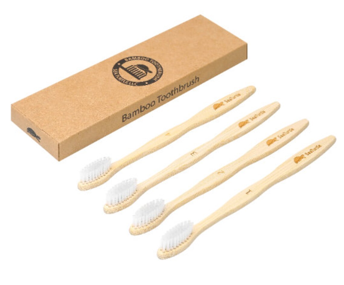 Sea Turtle Plant Based Bristles SeaTurtle Bamboo Toothbrush 4-Pack ...