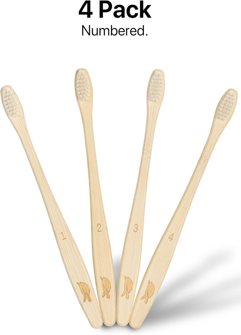 Sea Turtle Plant Based Bristles SeaTurtle Bamboo Toothbrush 4-Pack ...