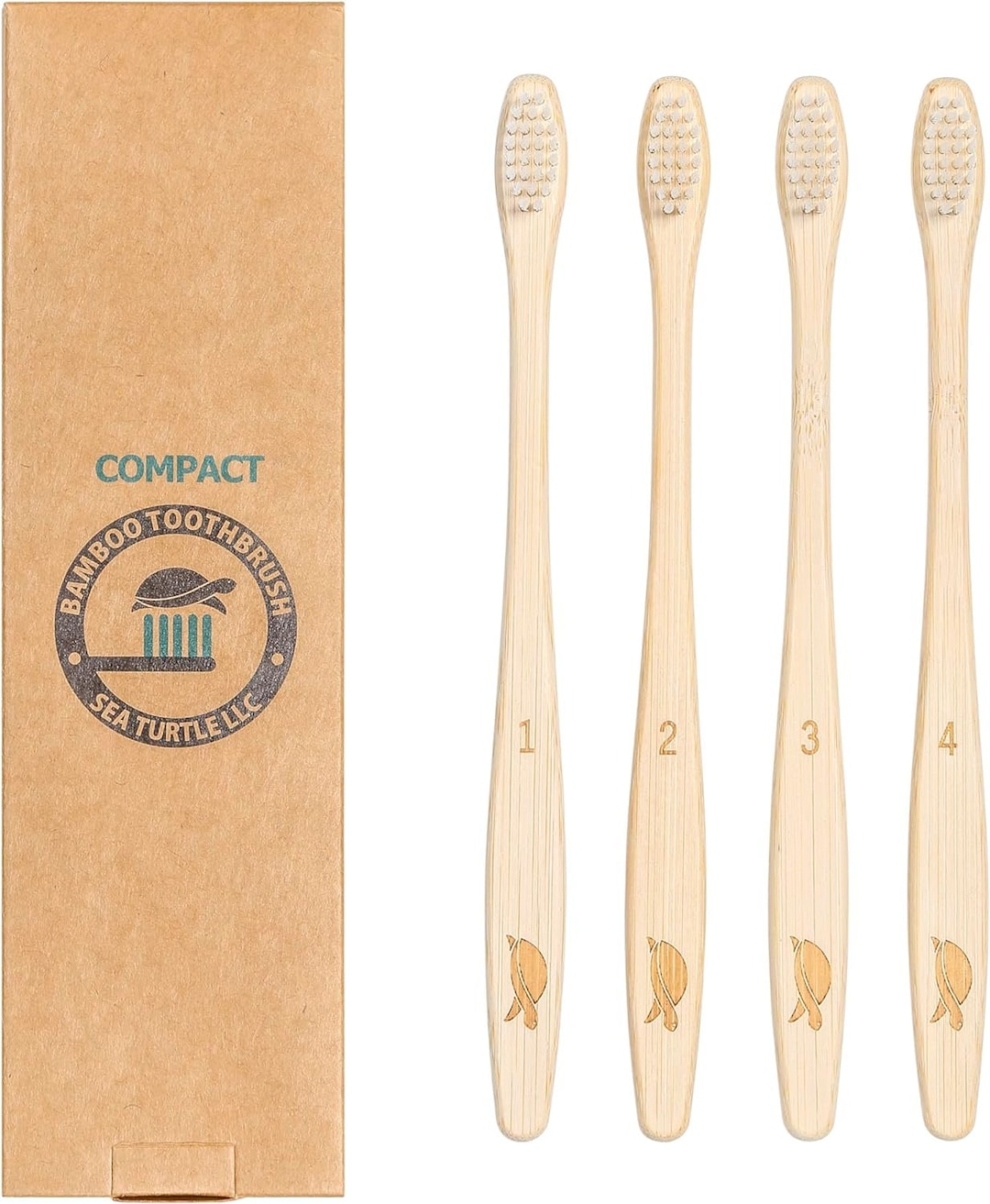 Sea Turtle Plant-based Bristles, Compact Bamboo Toothbrushes, Soft ...