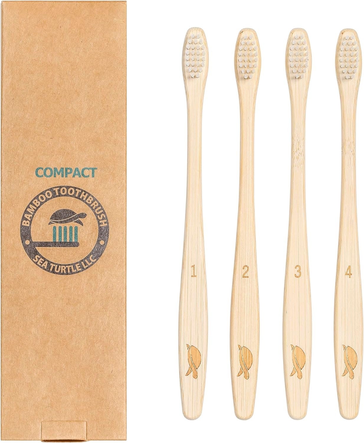 Sea Turtle Plant-based Bristles, Compact Bamboo Toothbrushes, Soft ...