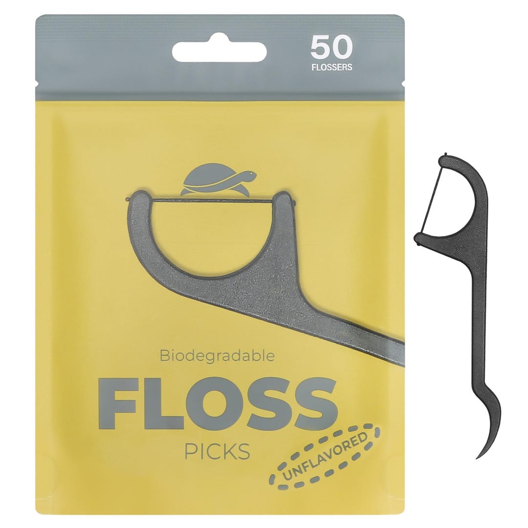Sea Turtle Dental Floss Picks - Corn Starch Handle - Thin Thread Tooth ...