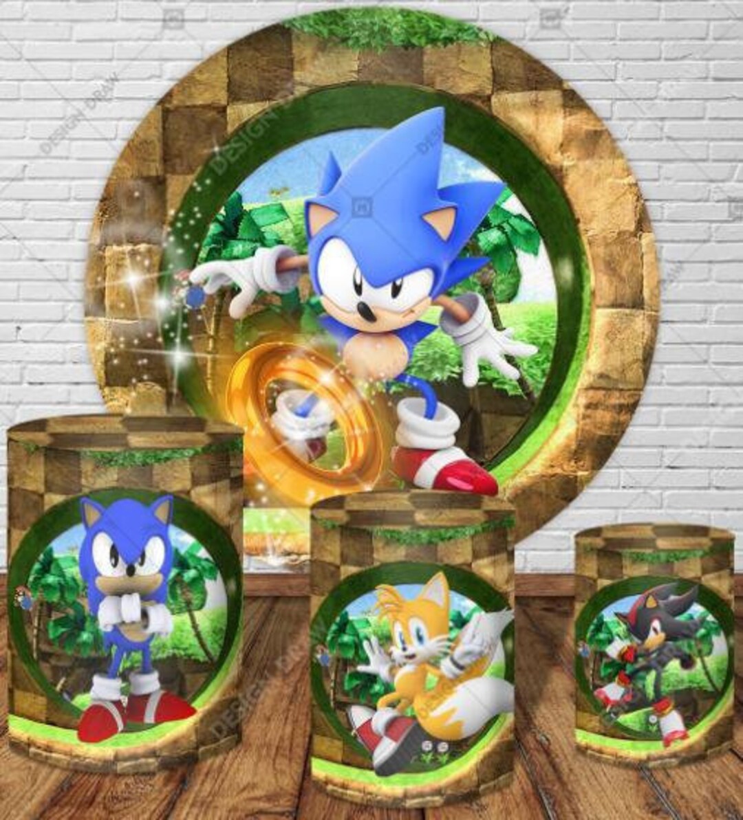 Round Circle Backdrop Sonic Set Background Party Table Cover - Etsy