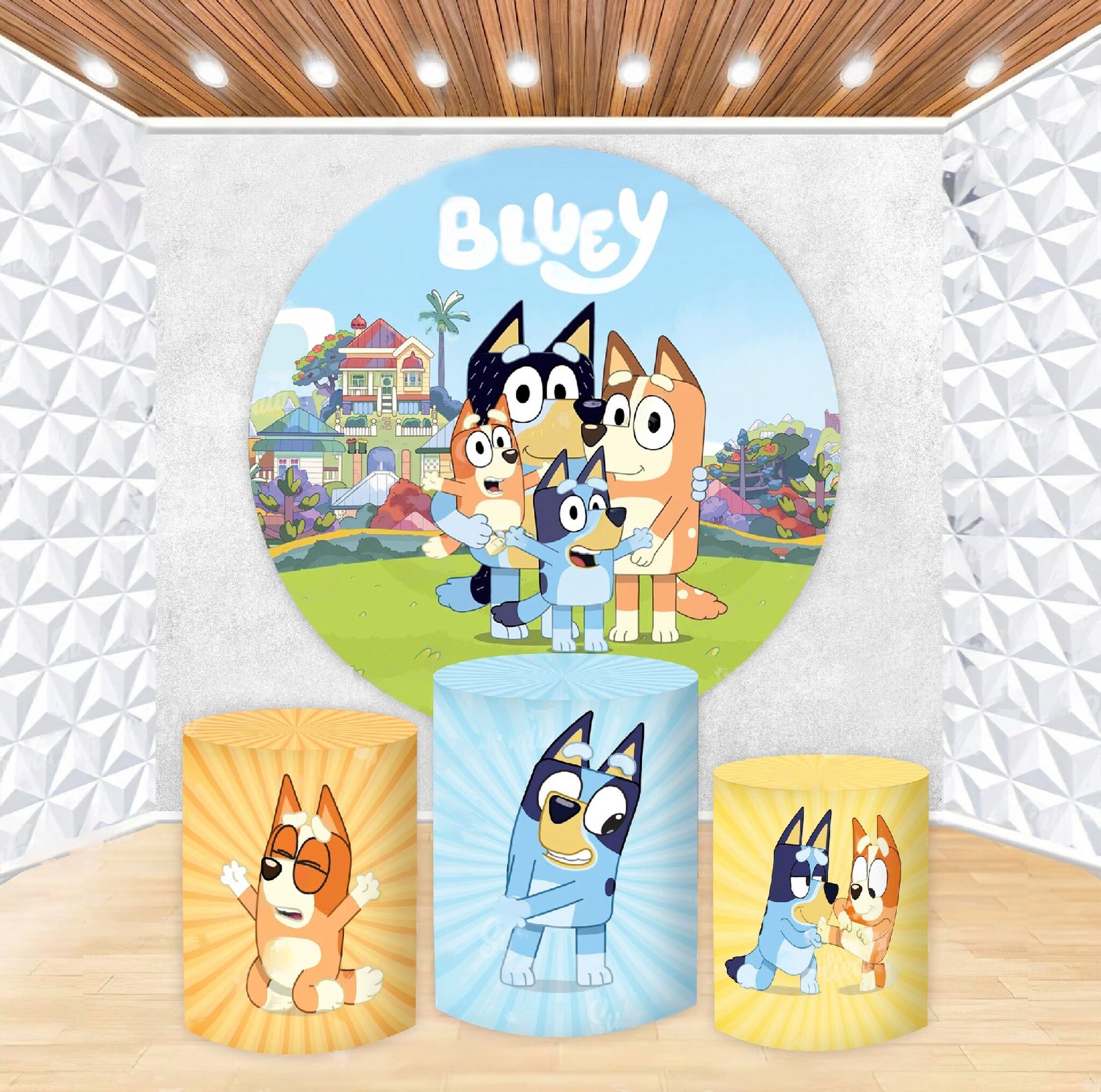 Round Circle Backdrop Bluey Set Background Party Table Cover - Etsy