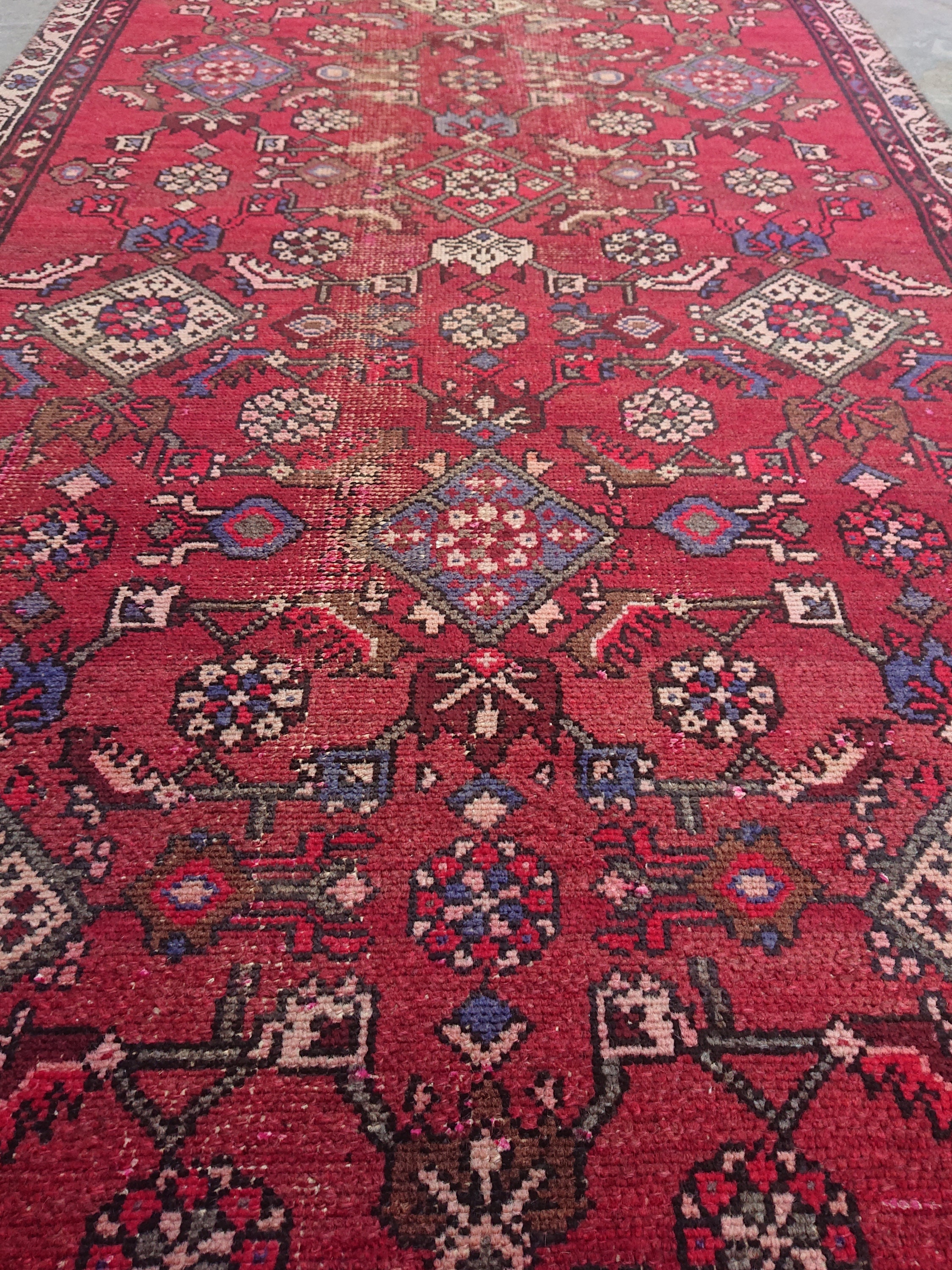 3'2 X 8'8 Ft. Vintage Red Oriental Rug Runner, 3x9 Afghan Handmade ...