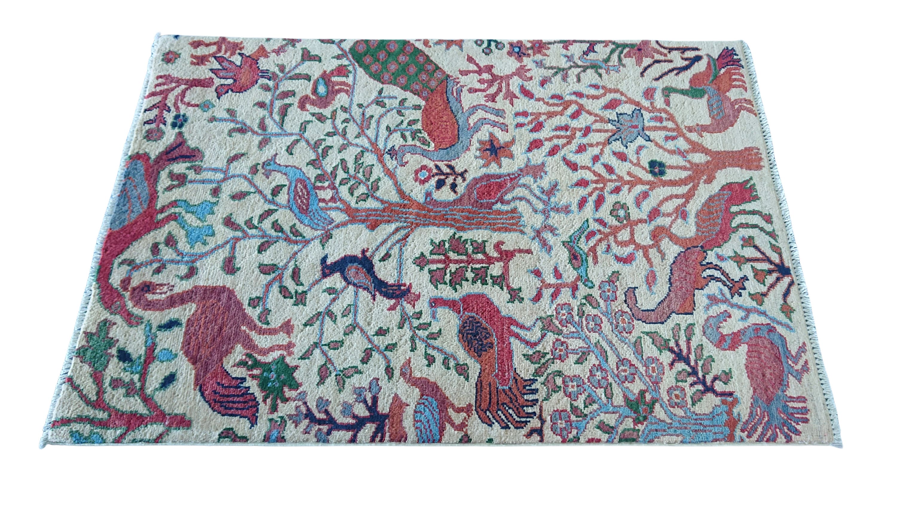 Tree of Life Wool Rug, Forest Rug, Pictorial Rug, Animal Print Rug ...