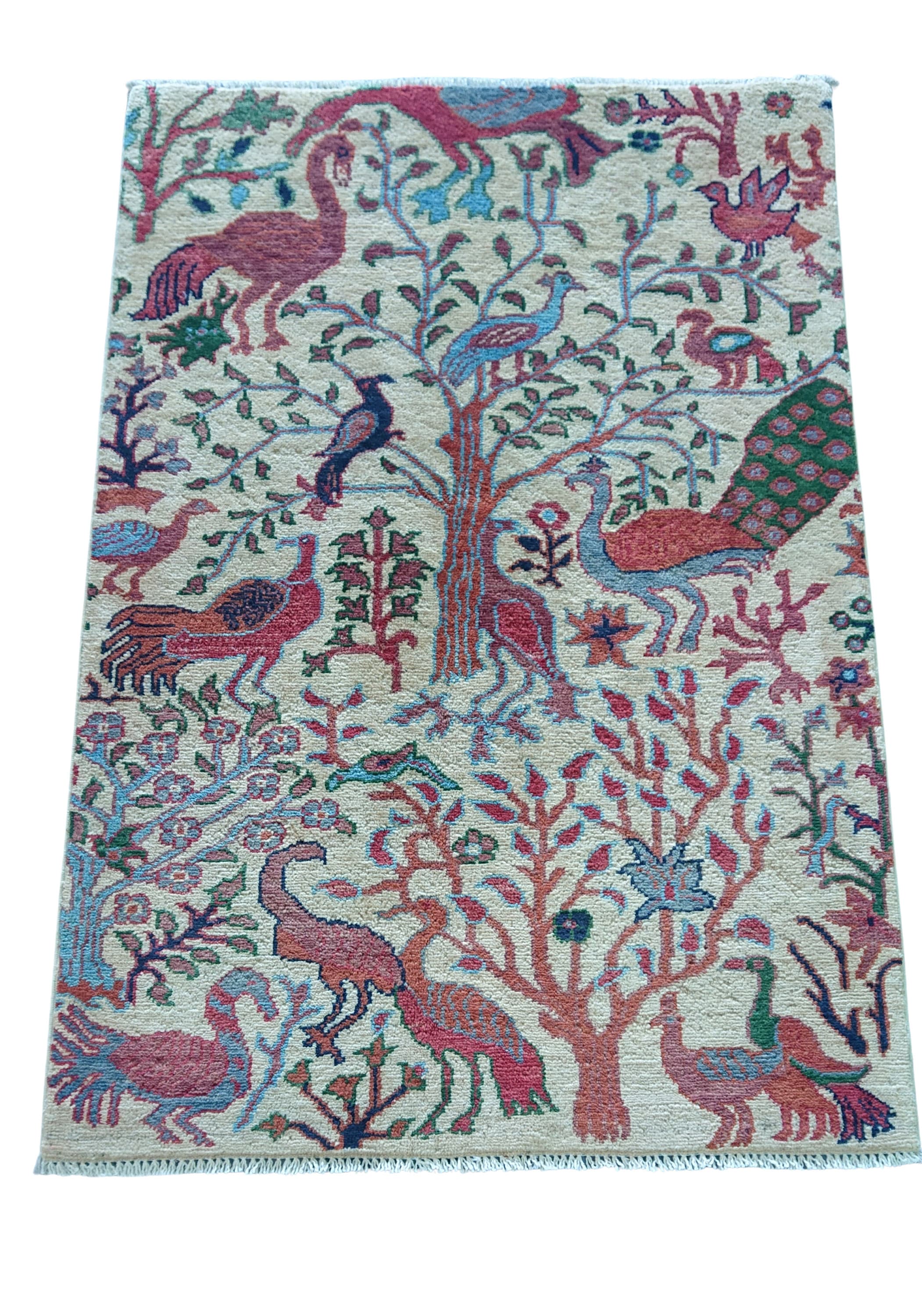 Tree of Life Wool Rug, Forest Rug, Pictorial Rug, Animal Print Rug ...