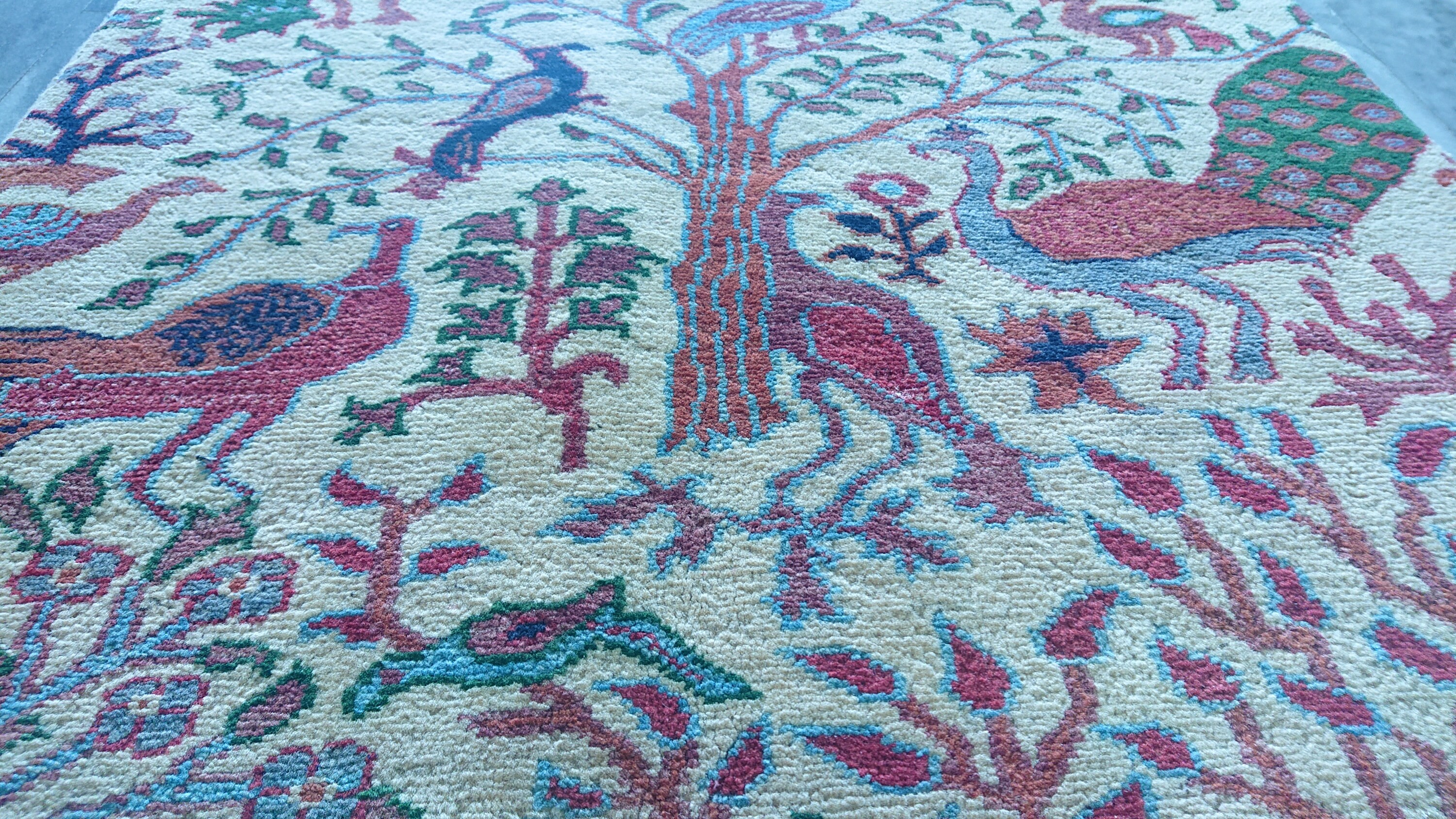 Tree of Life Wool Rug, Forest Rug, Pictorial Rug, Animal Print Rug ...