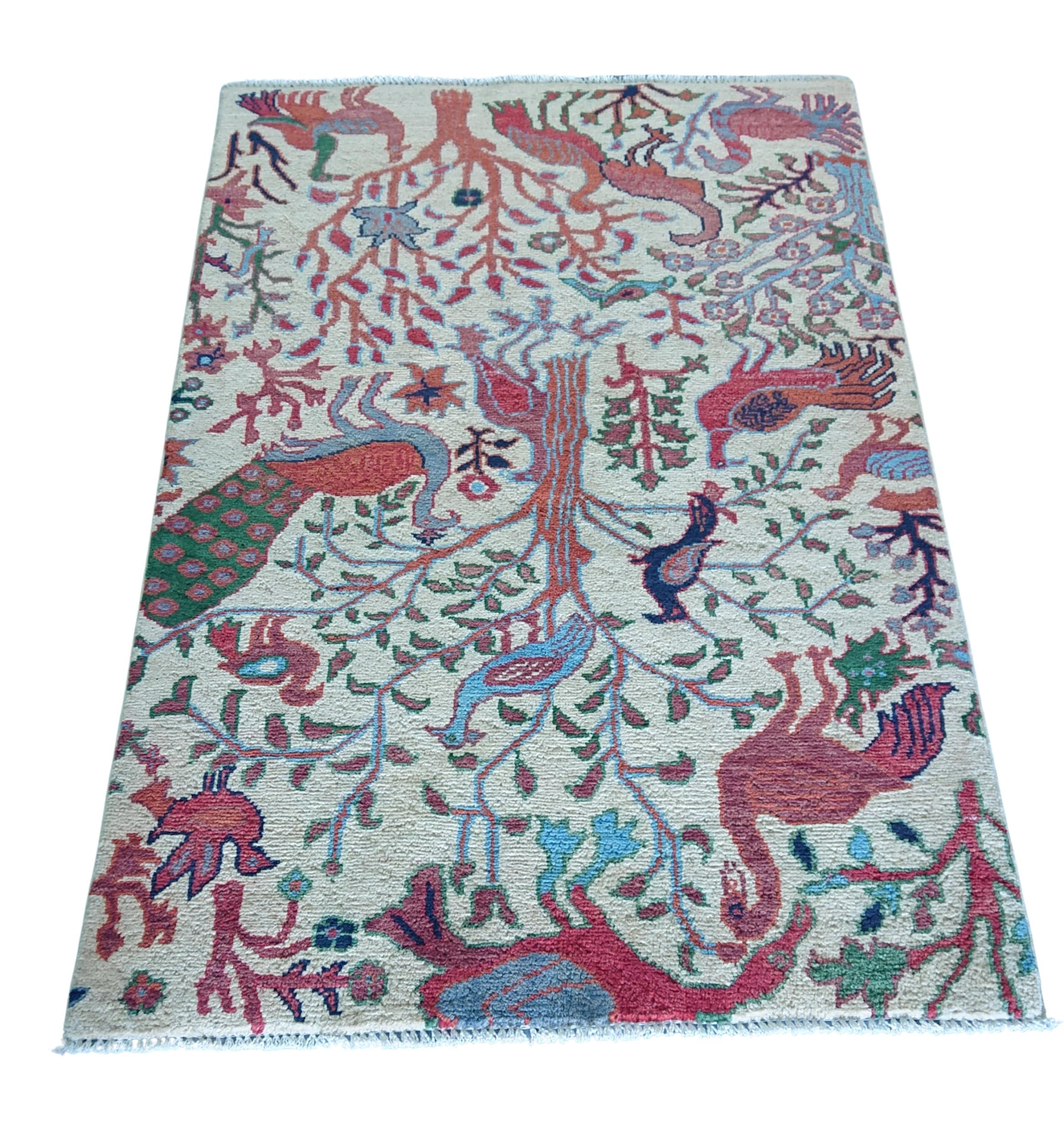 Tree of Life Wool Rug, Forest Rug, Pictorial Rug, Animal Print Rug ...
