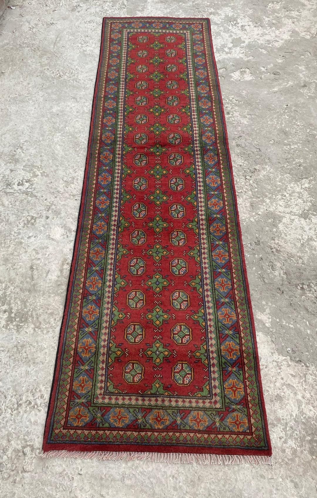 Bokhara Runner Rug, Geometric Runner Rug, Afghan Runner Rug, Handmade ...