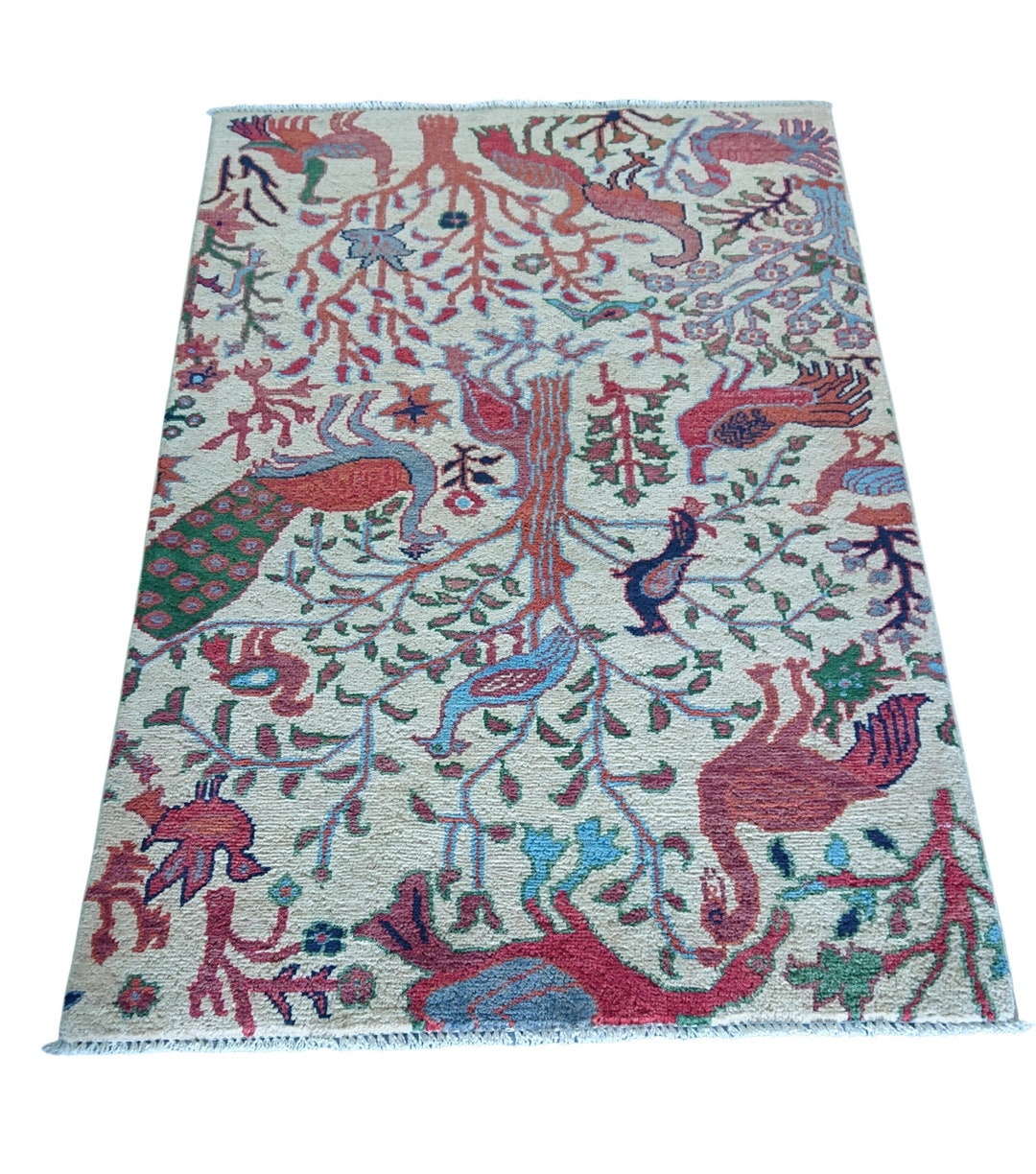 3x4 Pictorial Rug Tree of Life Rug Animal Print Rug Jungle - Etsy