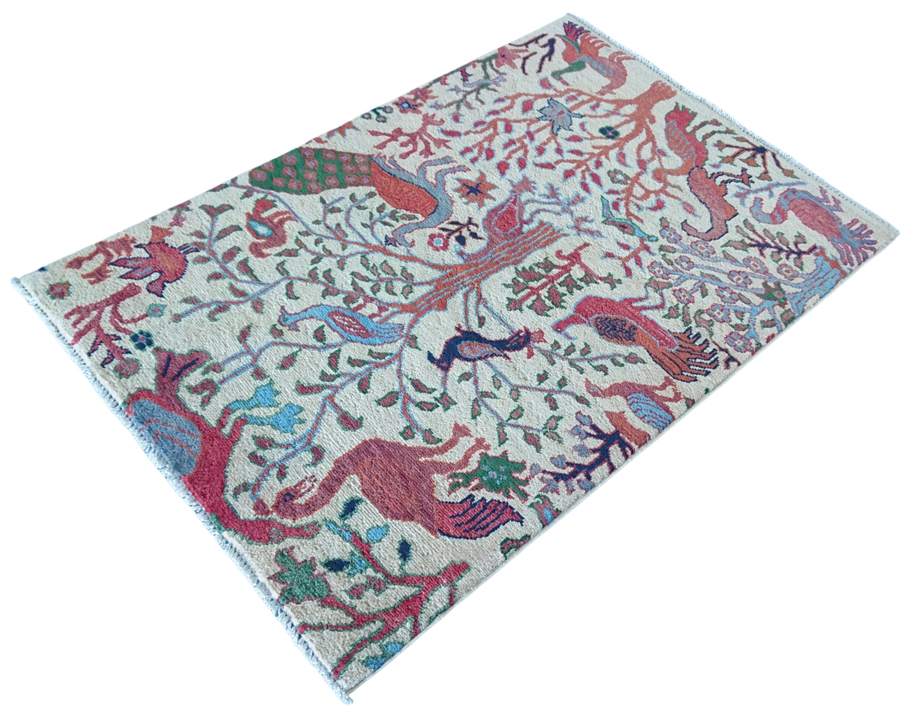 Tree of Life Wool Rug, Forest Rug, Pictorial Rug, Animal Print Rug ...