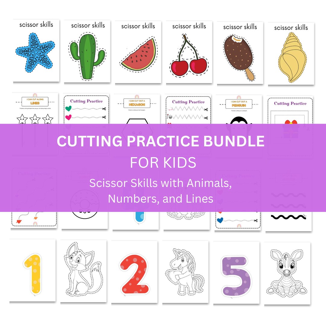 Cutting Practice Worksheets for Kids | Scissor Skills With Animals ...