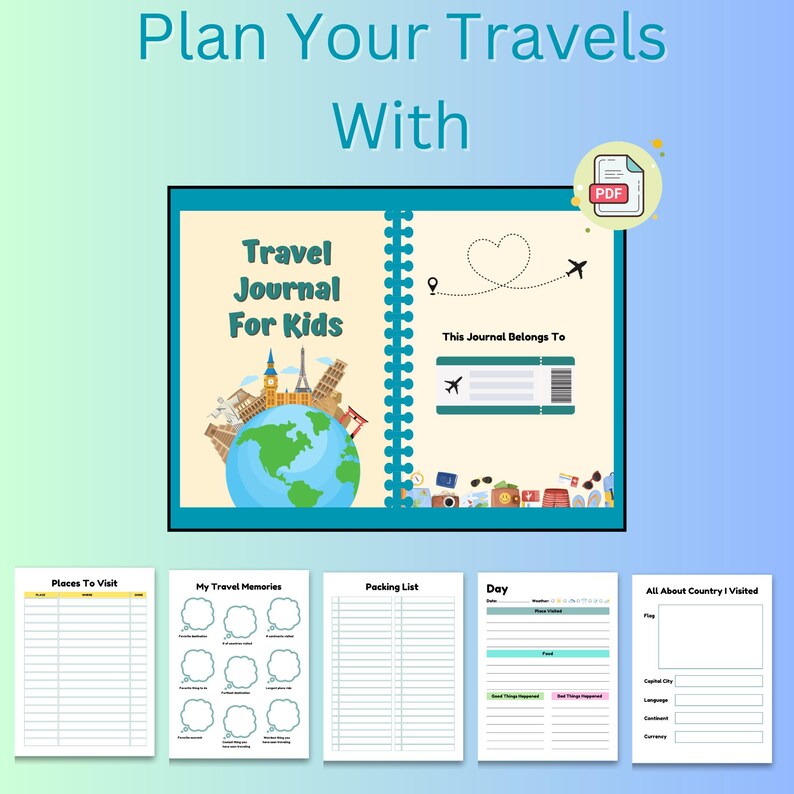Printable Kids Vacation Journal | Travel Diary & Activity Book for ...
