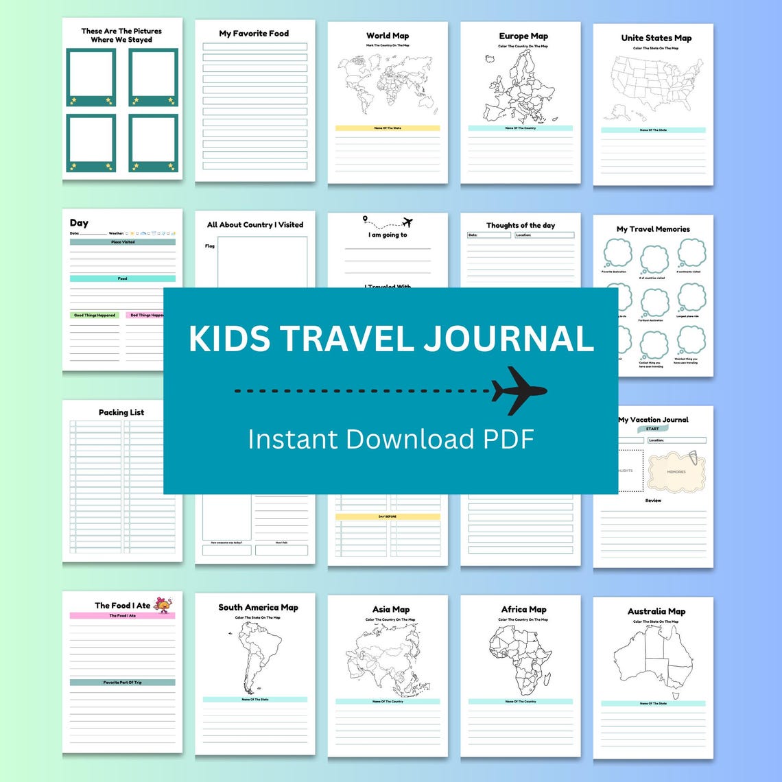 Printable Kids Vacation Journal | Travel Diary & Activity Book for ...
