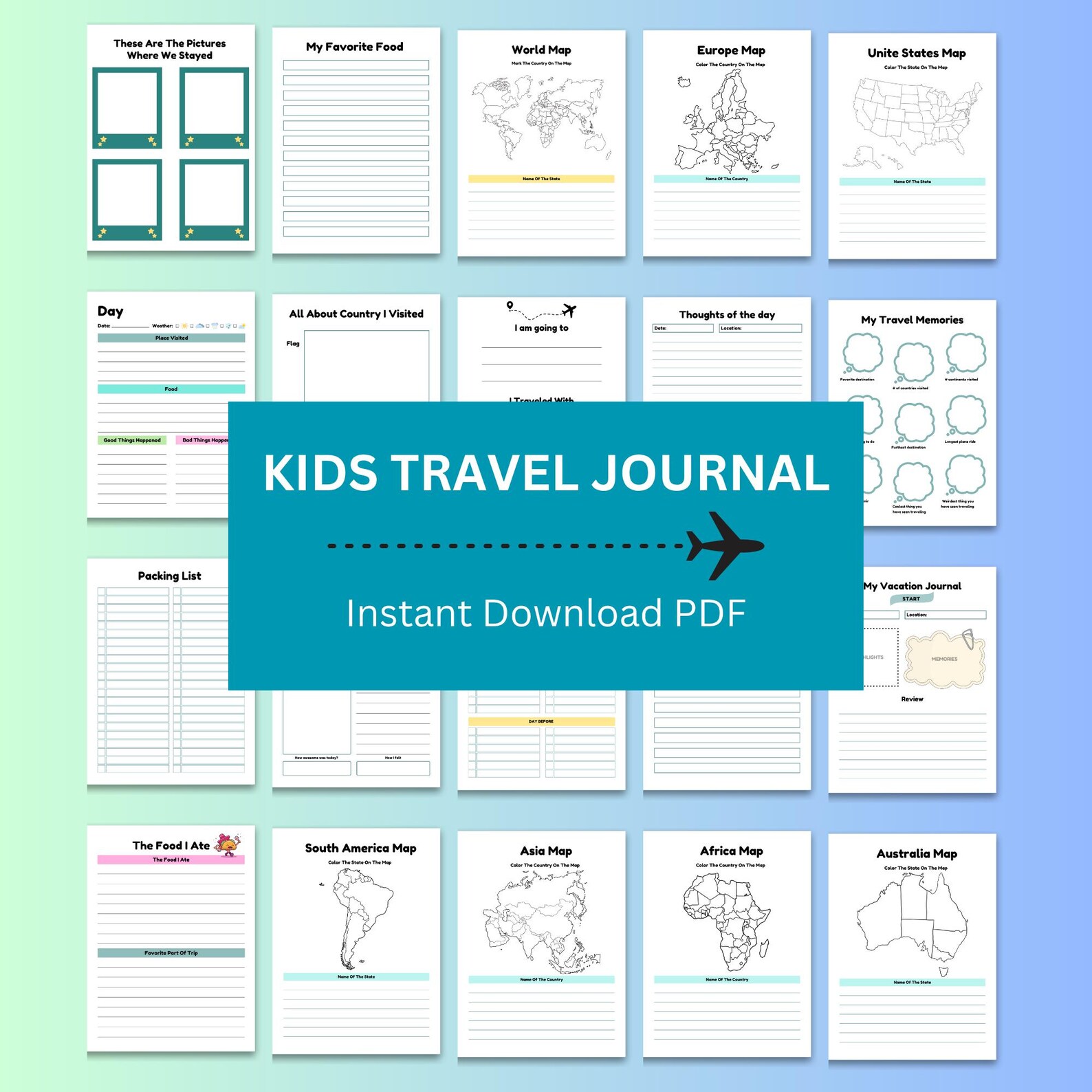 Printable Kids Vacation Journal | Travel Diary & Activity Book for ...