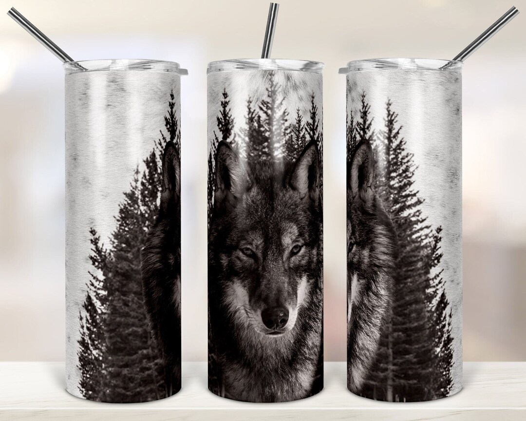 Grey Wolf Skinny Tumbler | Outdoors Sublimation Design - Etsy