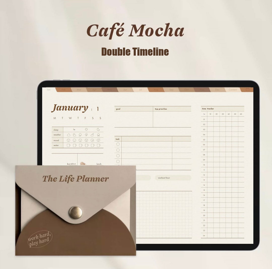 Cafe Mocha Digital Planner 2024 double Timeline Ver - Etsy