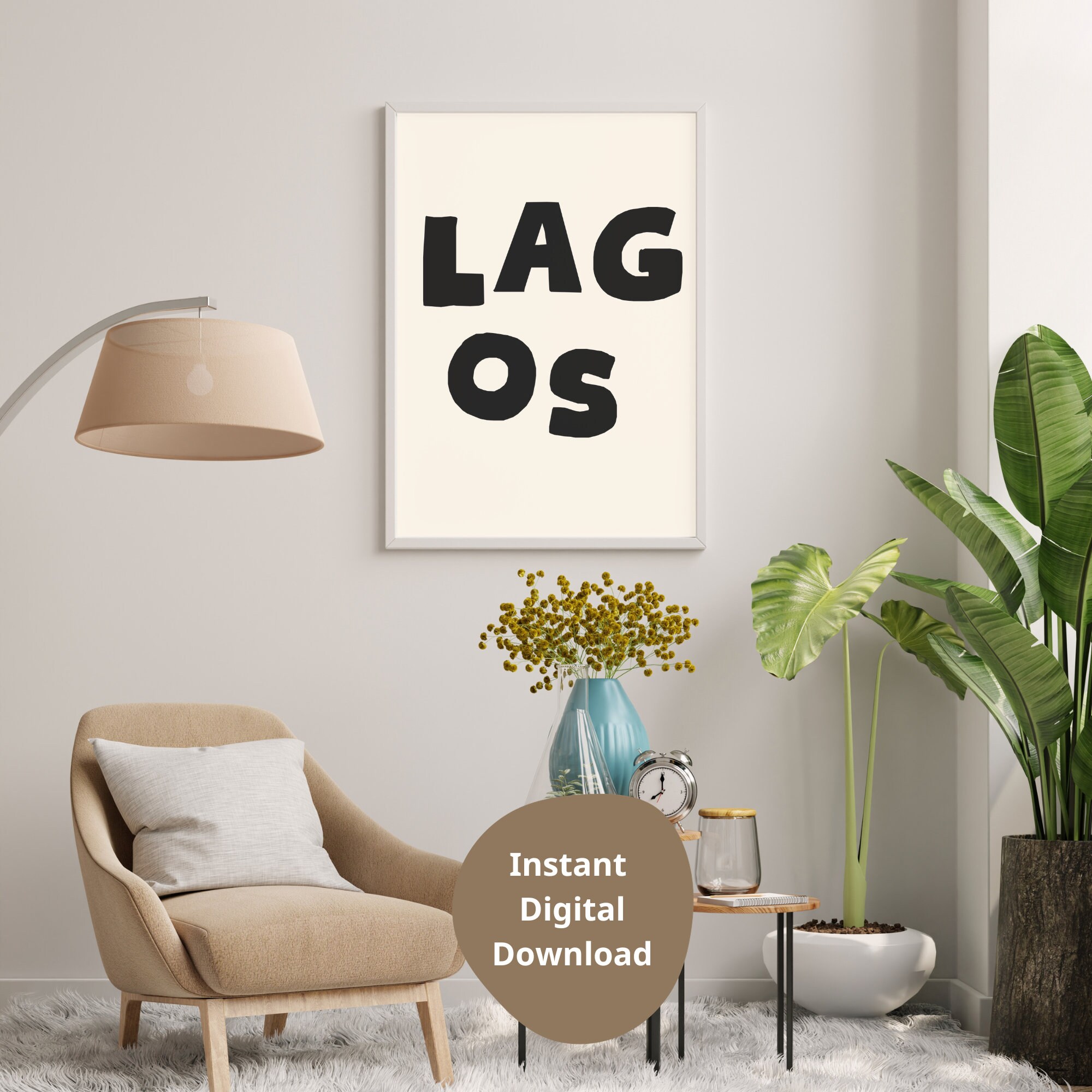 Lagos Nigeria Art Print Trendy City Wall Art black Lagos Digital Art ...