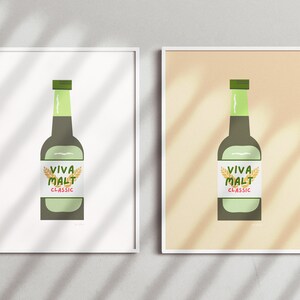 Malt Glass Bottle Print Illustration - West African Nigerian Kitchen ...