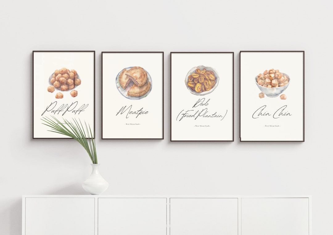 West African Pastries Art Print Nigerian Meat Pie Chin Chin Puff Puff ...