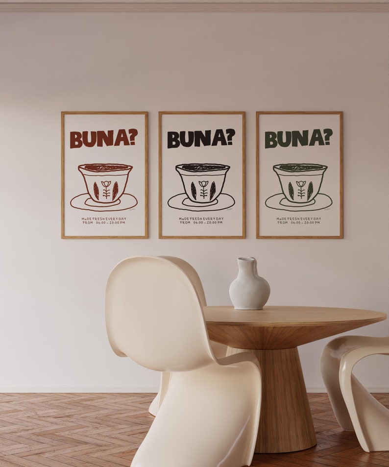 Buna Ethiopian Coffee Cini Wall Art | Set of 3 | Vintage Cafe Coffee ...