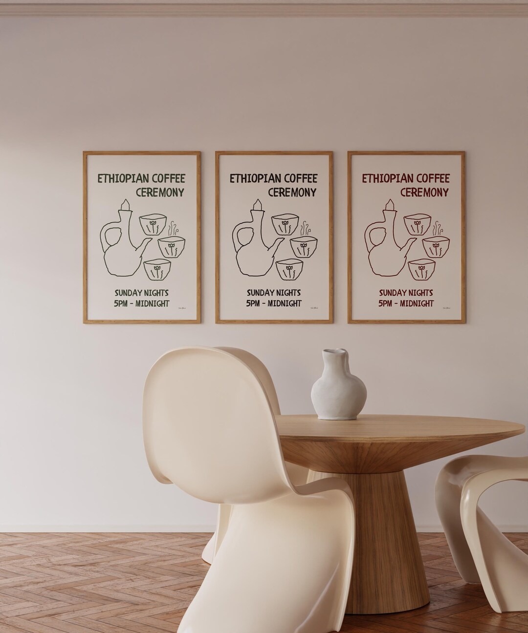 Ethiopian Coffee Ceremony Wall Art | Set of 3 | Ethnic Vintage Food ...