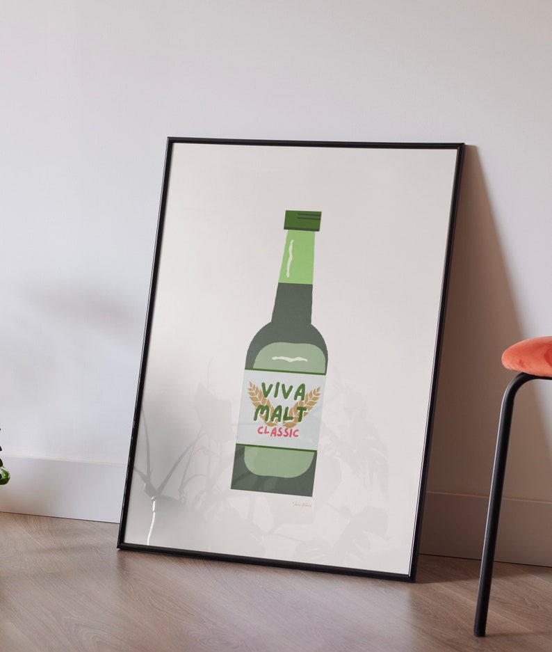 Malt Glass Bottle Print Illustration - West African Nigerian Kitchen ...